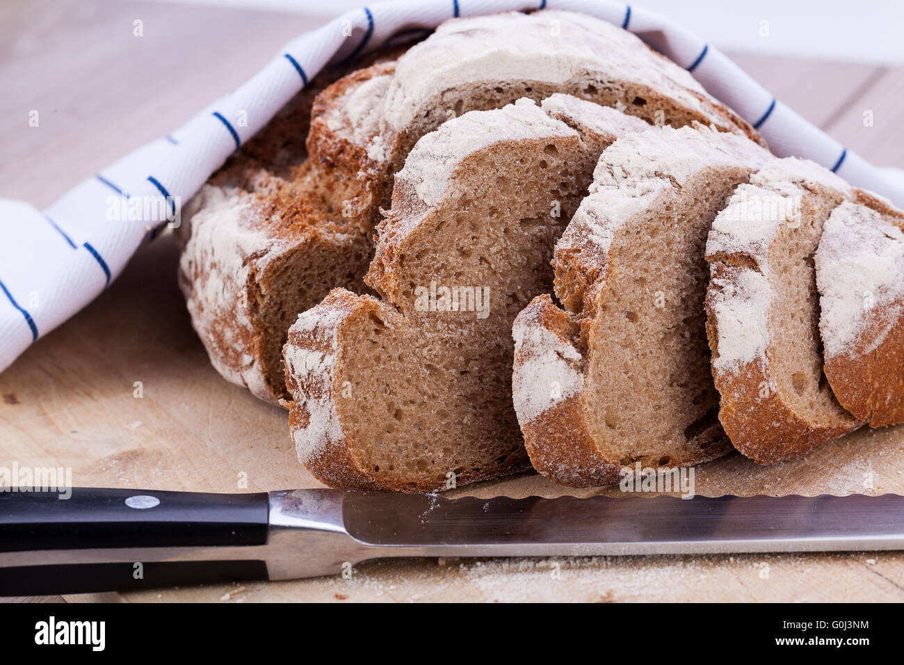 homemade fresh baked bread and knife Stock Photo - Alamy