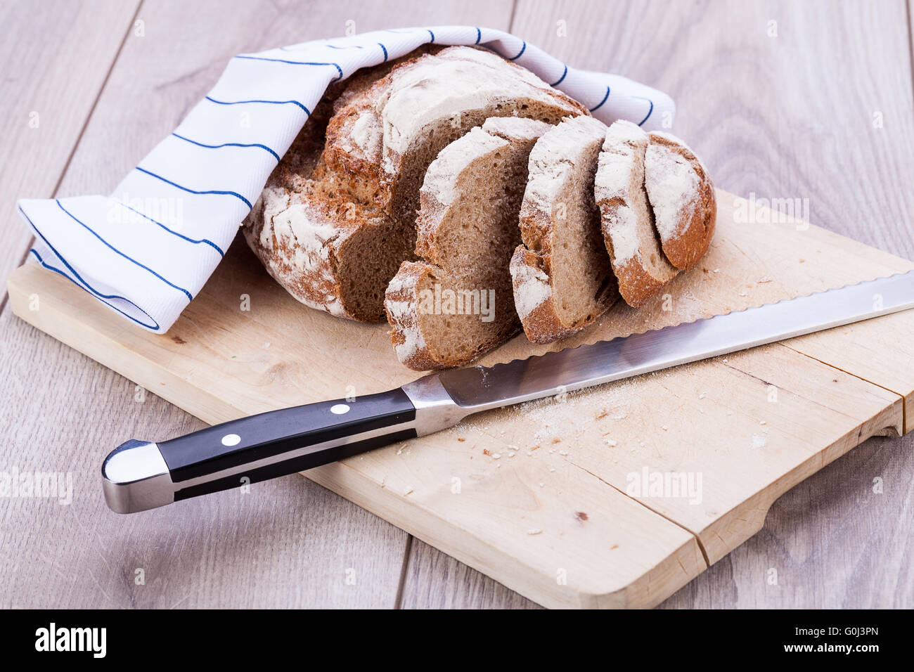 homemade fresh baked bread and knife Stock Photo - Alamy