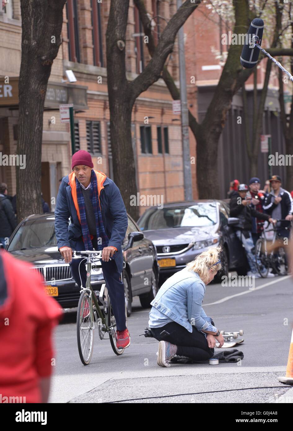 Will Smith on the film set of 'Collateral Beauty' Featuring: Will Smith ...