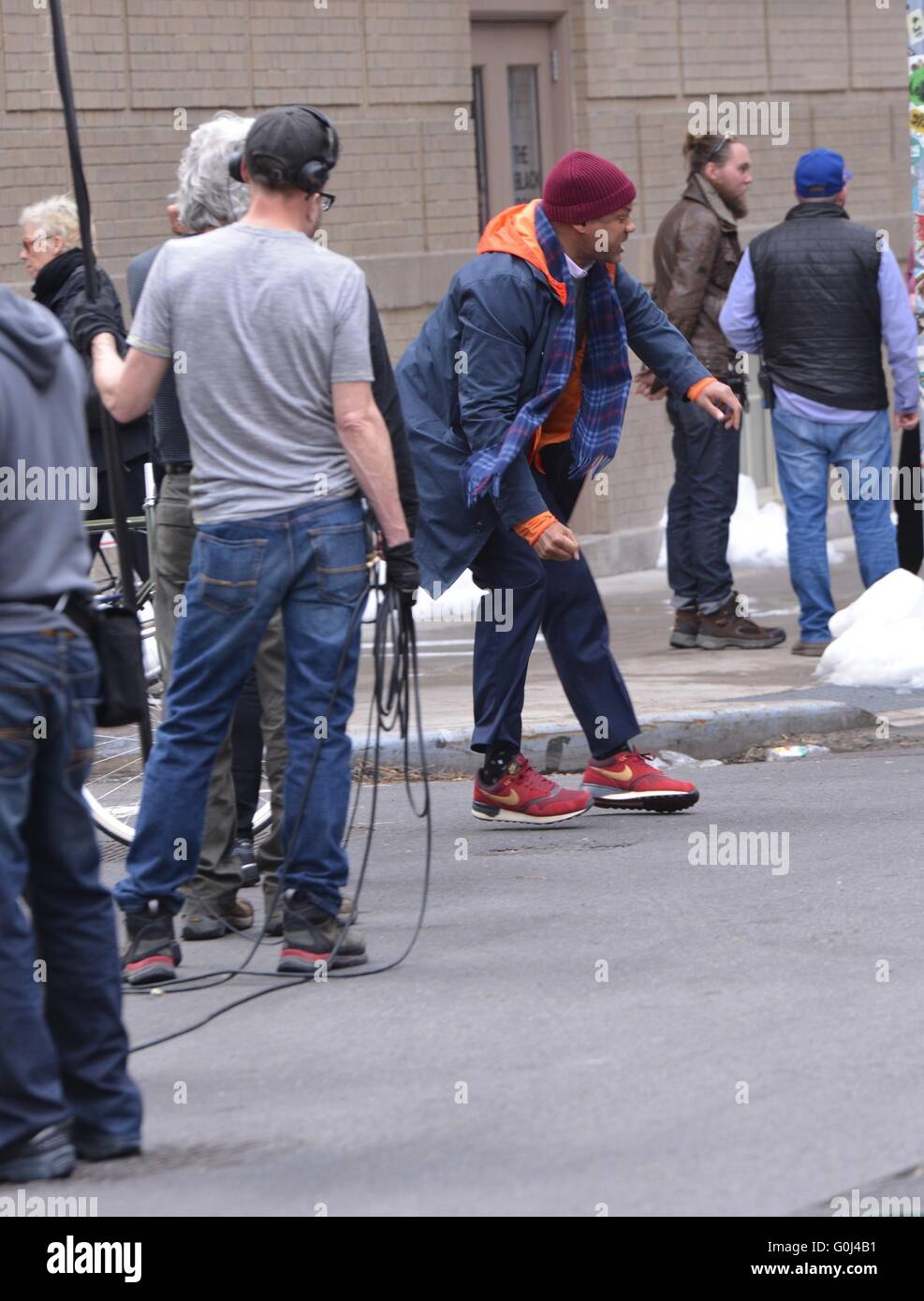 Will Smith on the film set of 'Collateral Beauty' Featuring: Will Smith ...