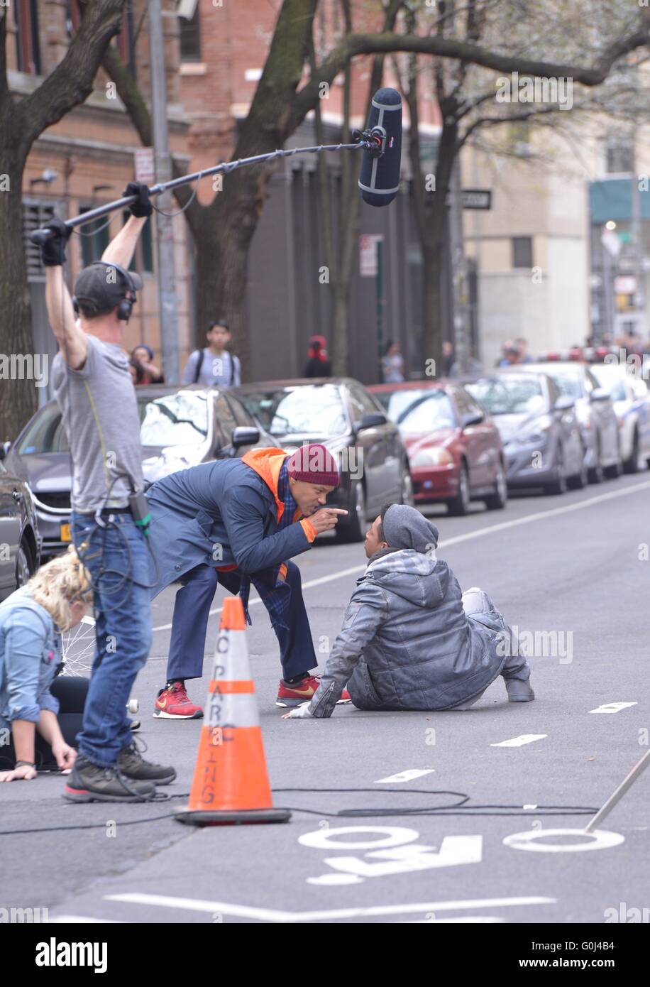 Will Smith on the film set of 'Collateral Beauty' Featuring: Will Smith ...