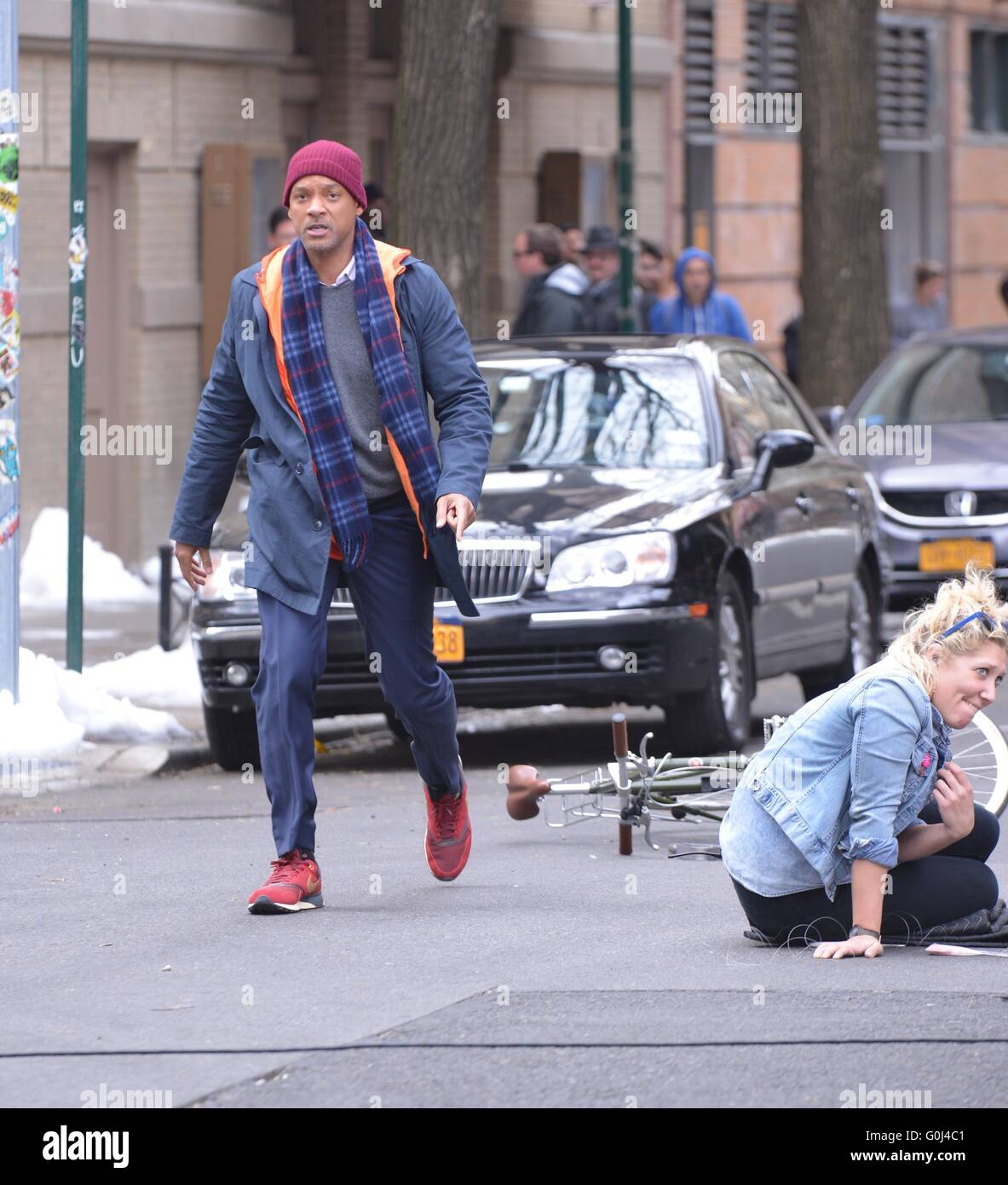 Will Smith on the film set of 'Collateral Beauty' Featuring: Will Smith ...
