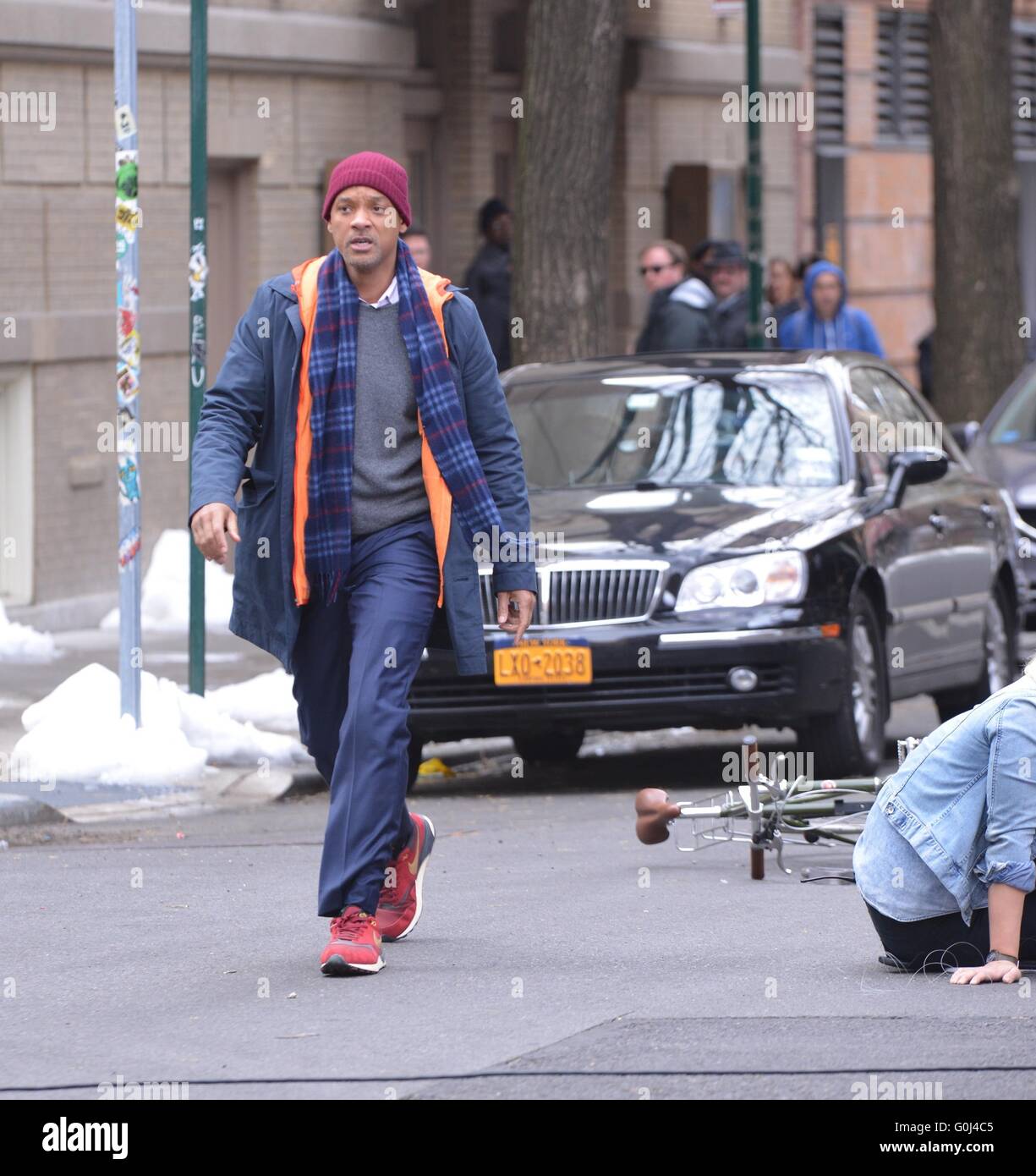Will Smith on the film set of 'Collateral Beauty' Featuring: Will Smith ...