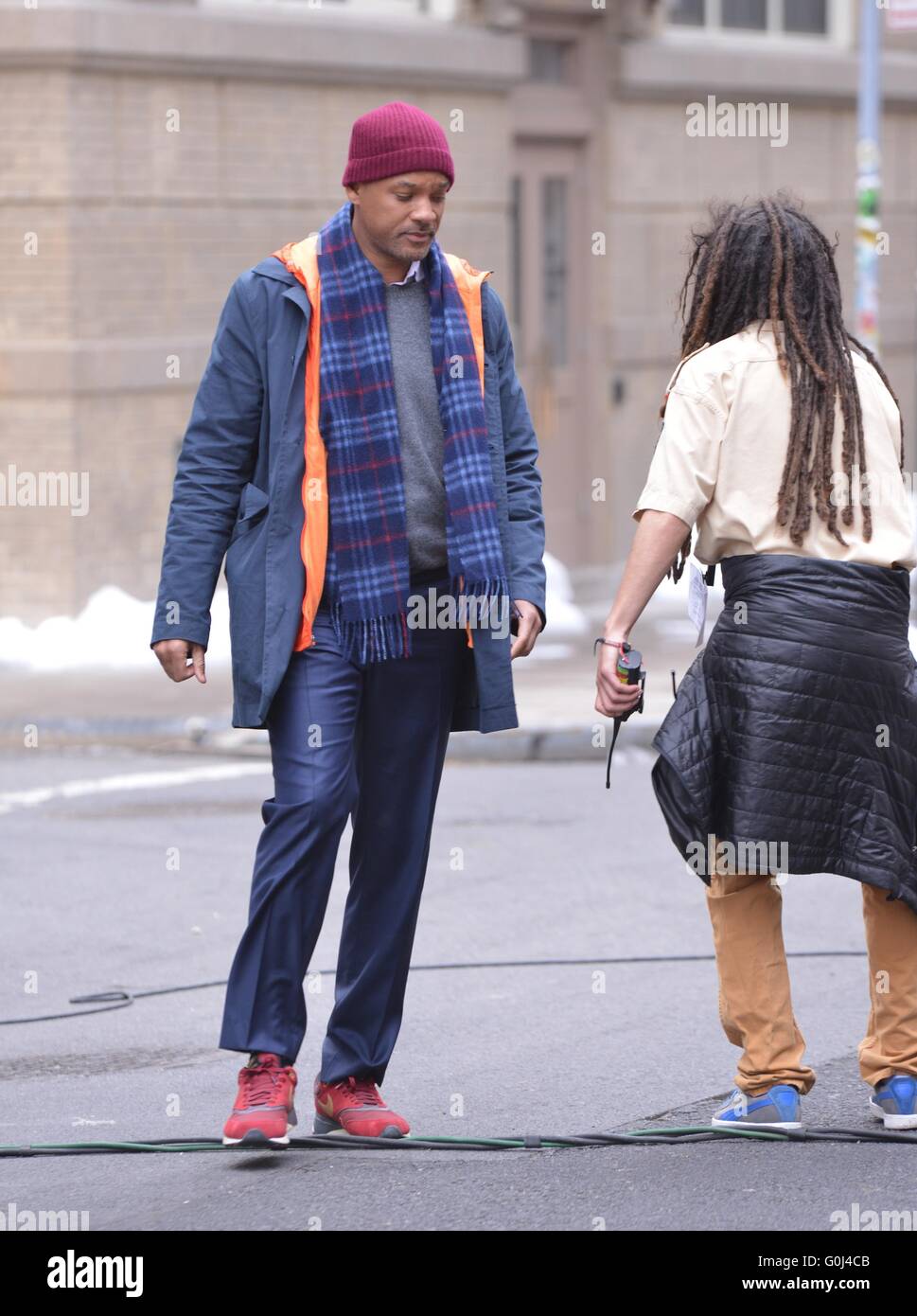 Will Smith on the film set of 'Collateral Beauty' Featuring: Will Smith ...