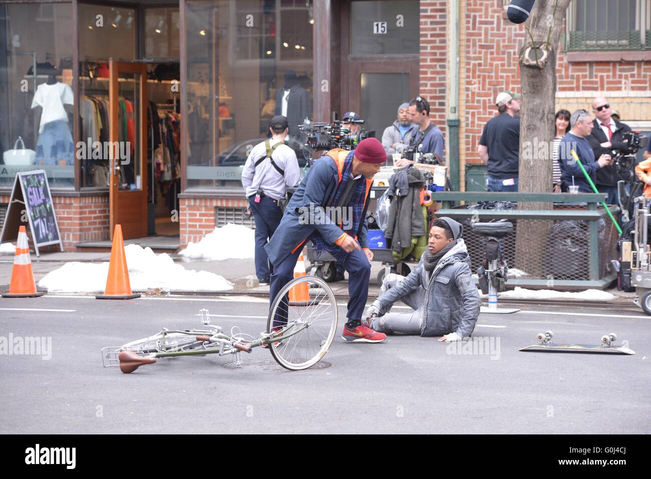 Will Smith on the film set of 'Collateral Beauty' Featuring: Will Smith ...