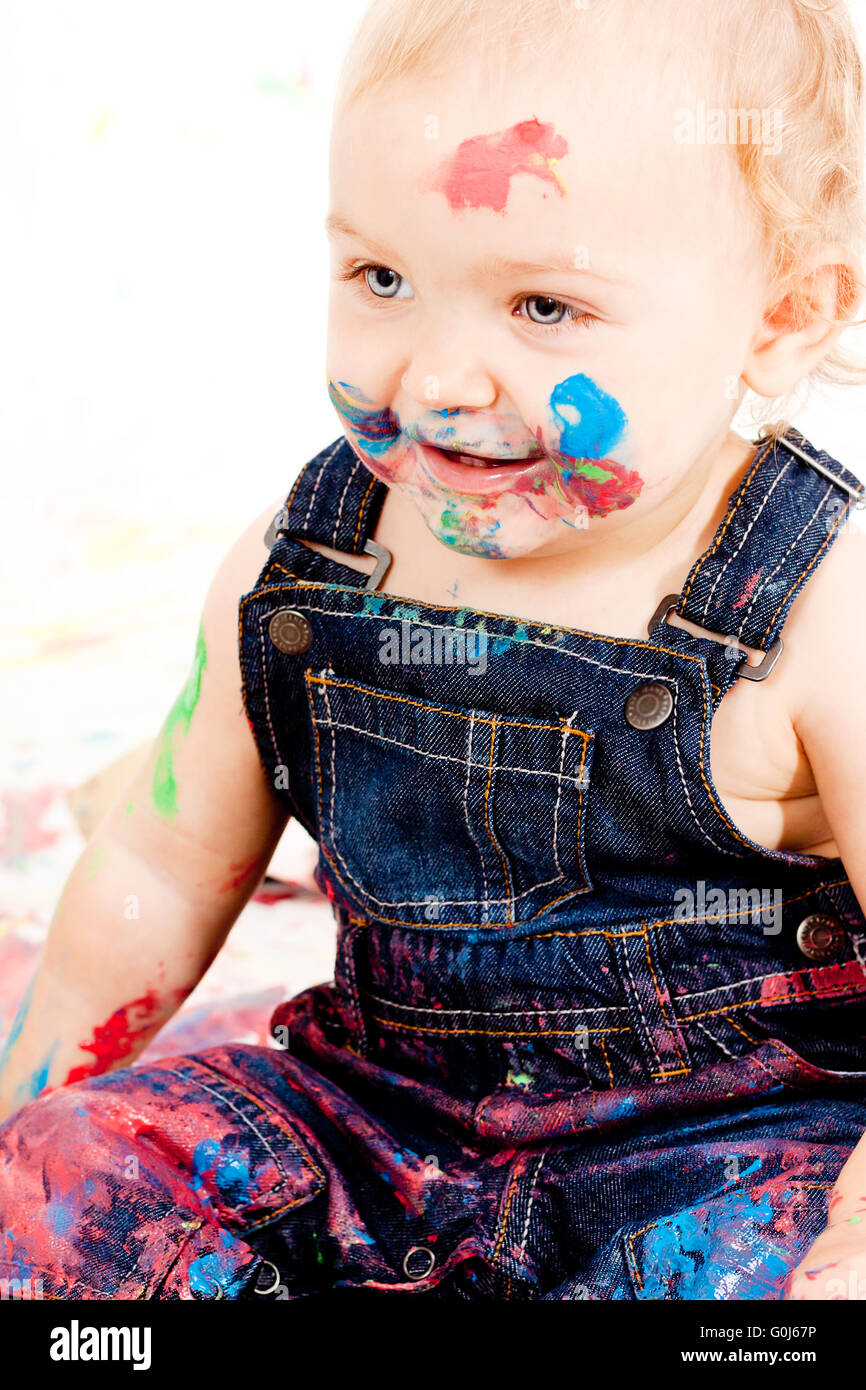 cute little toddler baby colorful creative Stock Photo - Alamy