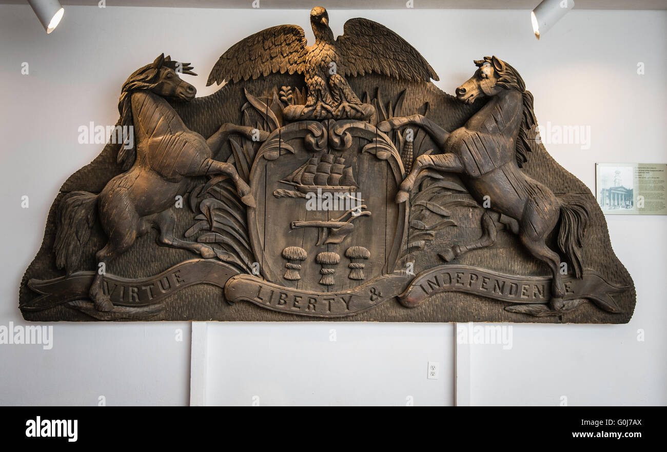 Commonwealth of Pennsylvania sculpture, coat of arms Stock Photo - Alamy