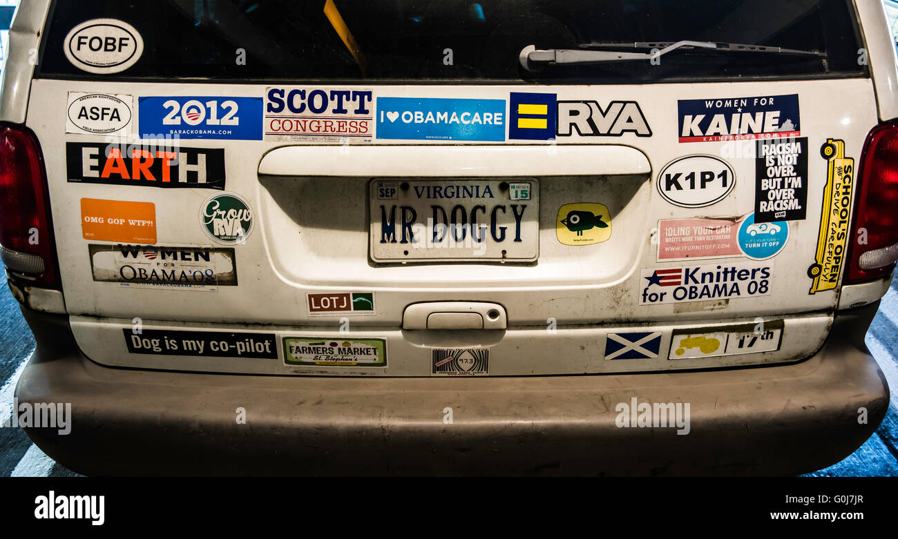 Car with stickers Stock Photo - Alamy
