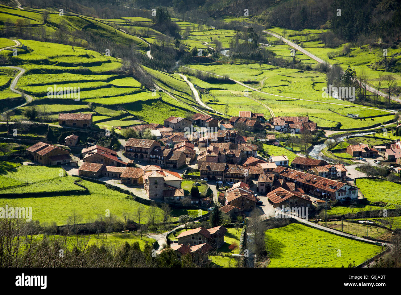 Rural mountain village, Carmona, Cantabria Spain. Europe Stock Photo ...