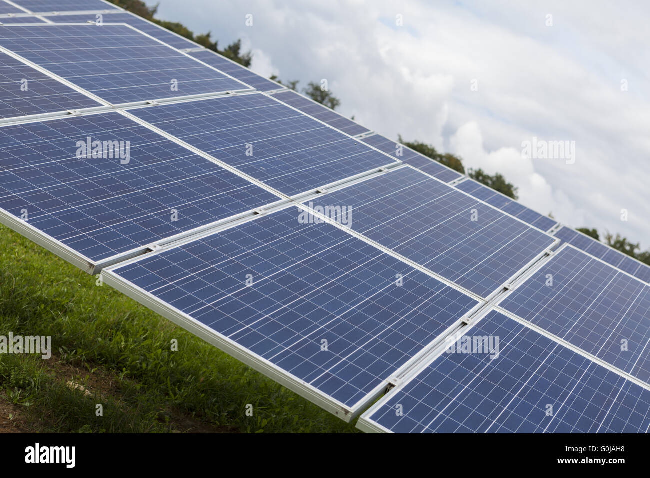 Field with blue siliciom solar cells alternative energy Stock Photo - Alamy