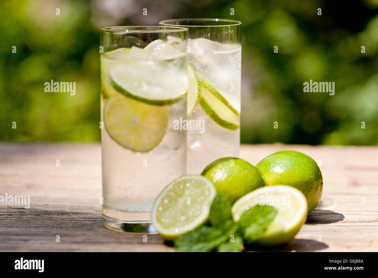 fresh cold refreshment drink mineral water soda with lime and mint ...