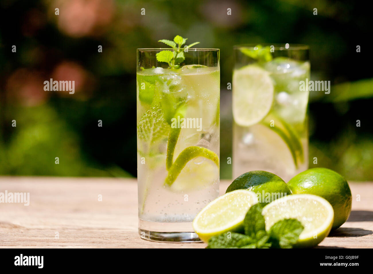 fresh cold refreshment drink mineral water soda with lime and mint ...