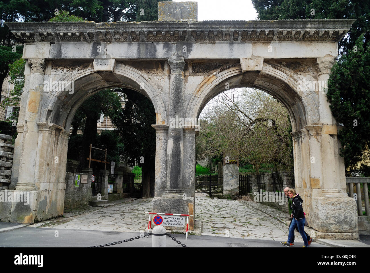 Pula, Istria, Croatia. The entrance of the archaeological Museum Stock ...