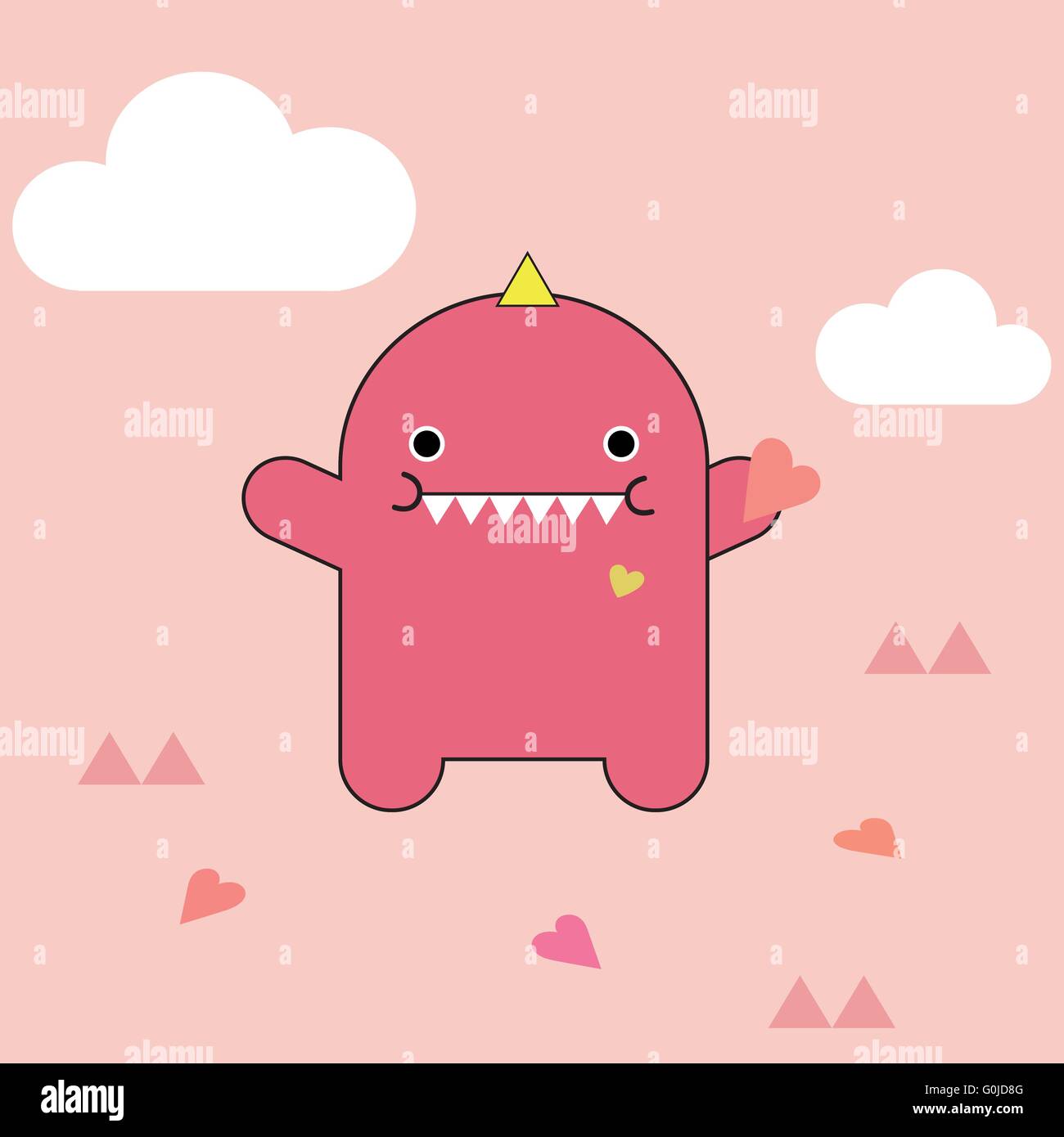Cute pink monster vector illustration Stock Vector Image & Art - Alamy