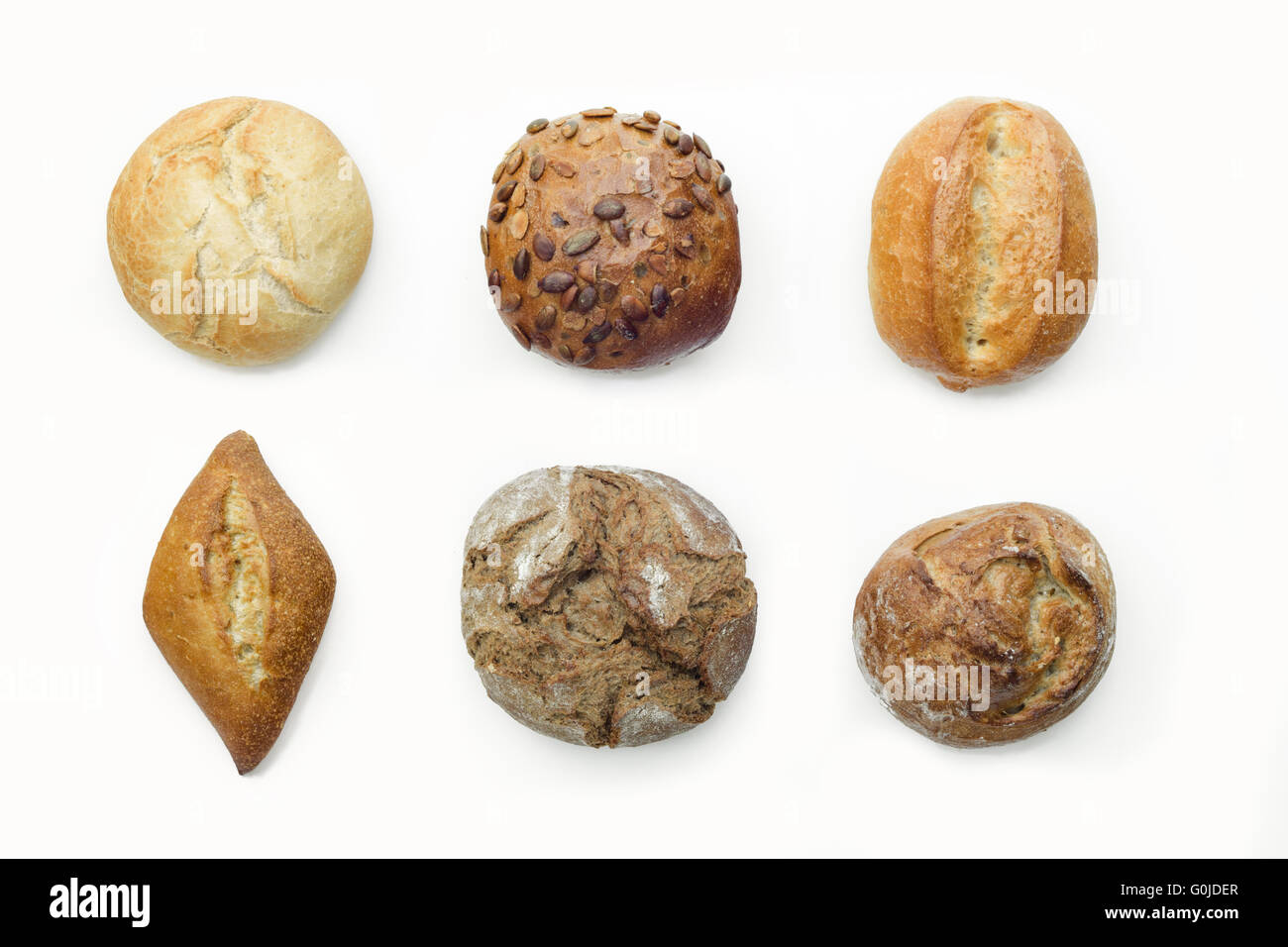 Group of german traditional breads on white isolated background Stock ...
