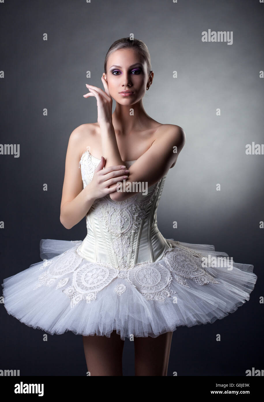 Image of pretty sensual ballerina posing at camera Stock Photo - Alamy