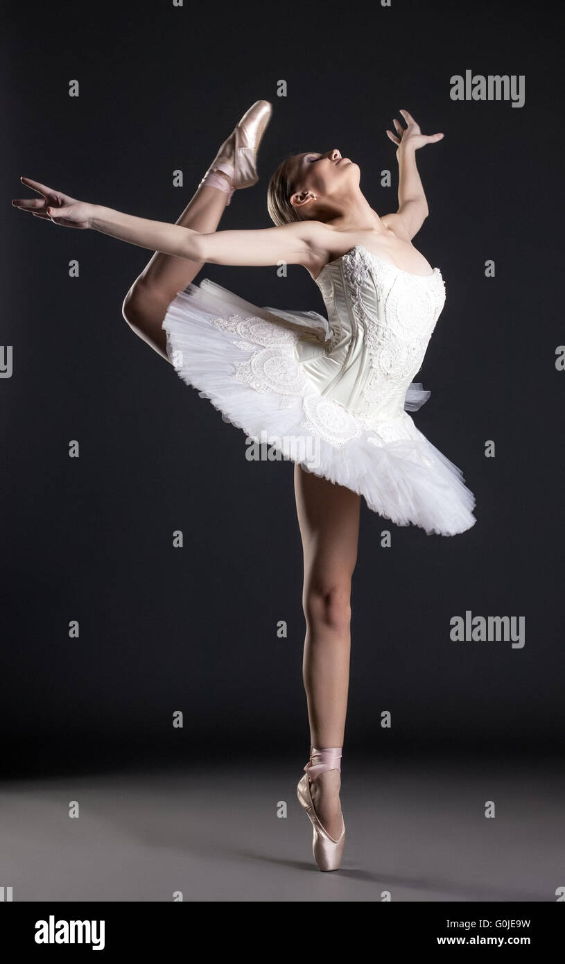 Image of flexible cute ballerina dancing in studio Stock Photo - Alamy
