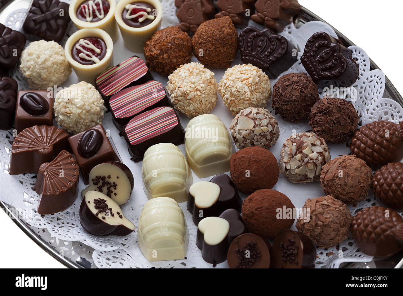 Appetizing chocolate candies assortment, close-up Stock Photo - Alamy