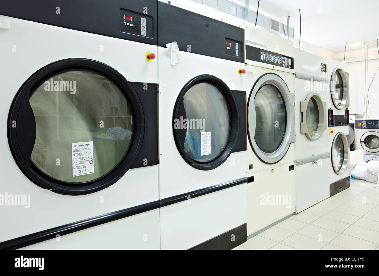 Close-up on rotating drums of washing machines Stock Photo - Alamy