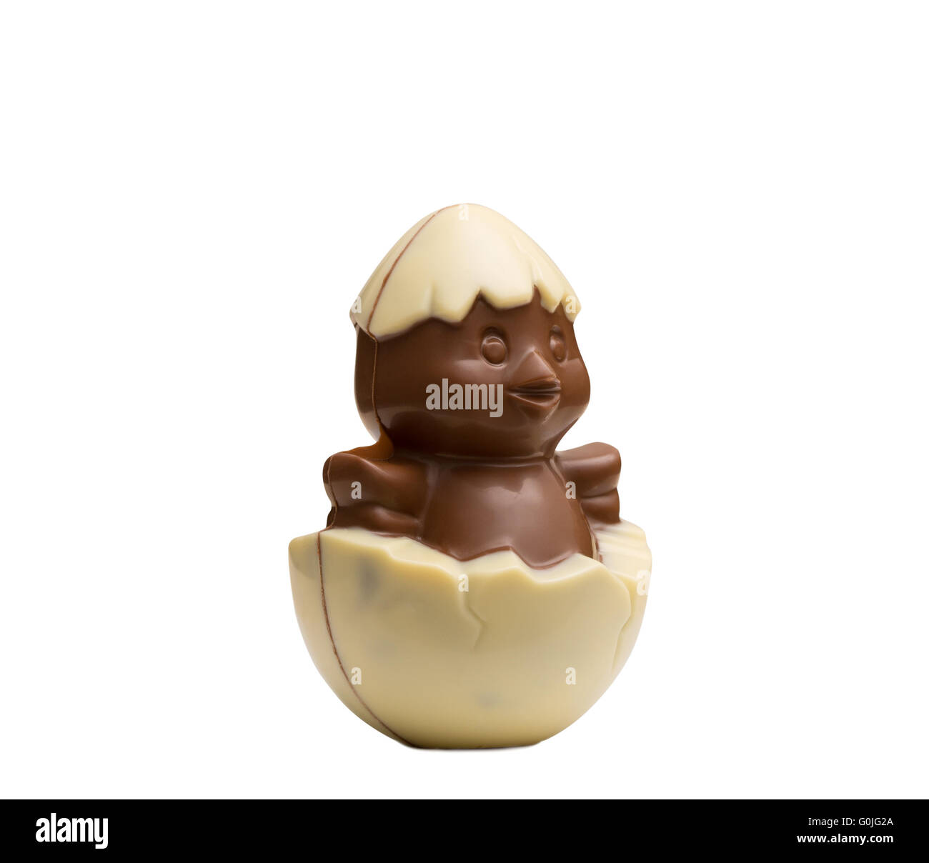 Chocolate figure - chicken hatched out of shell Stock Photo - Alamy