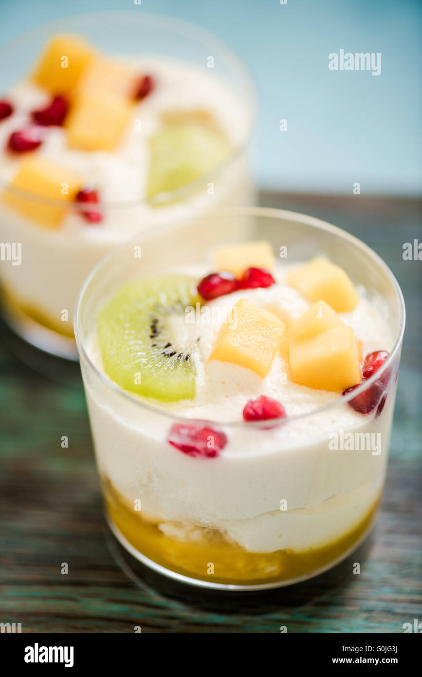Refreshing mousse with tropical fruits Stock Photo - Alamy