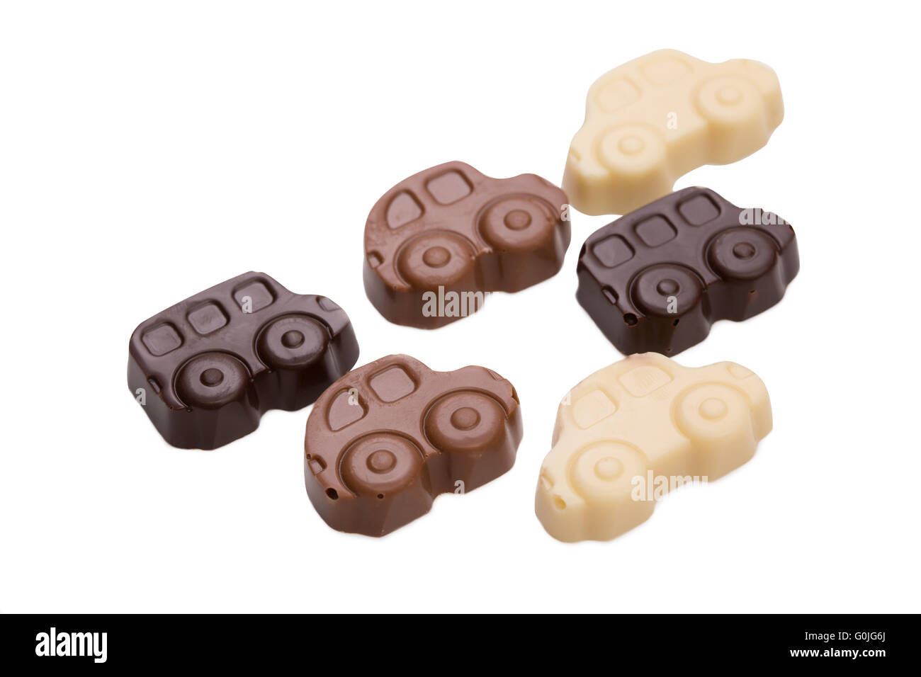 Assortment of chocolate cars, isolated on white Stock Photo - Alamy