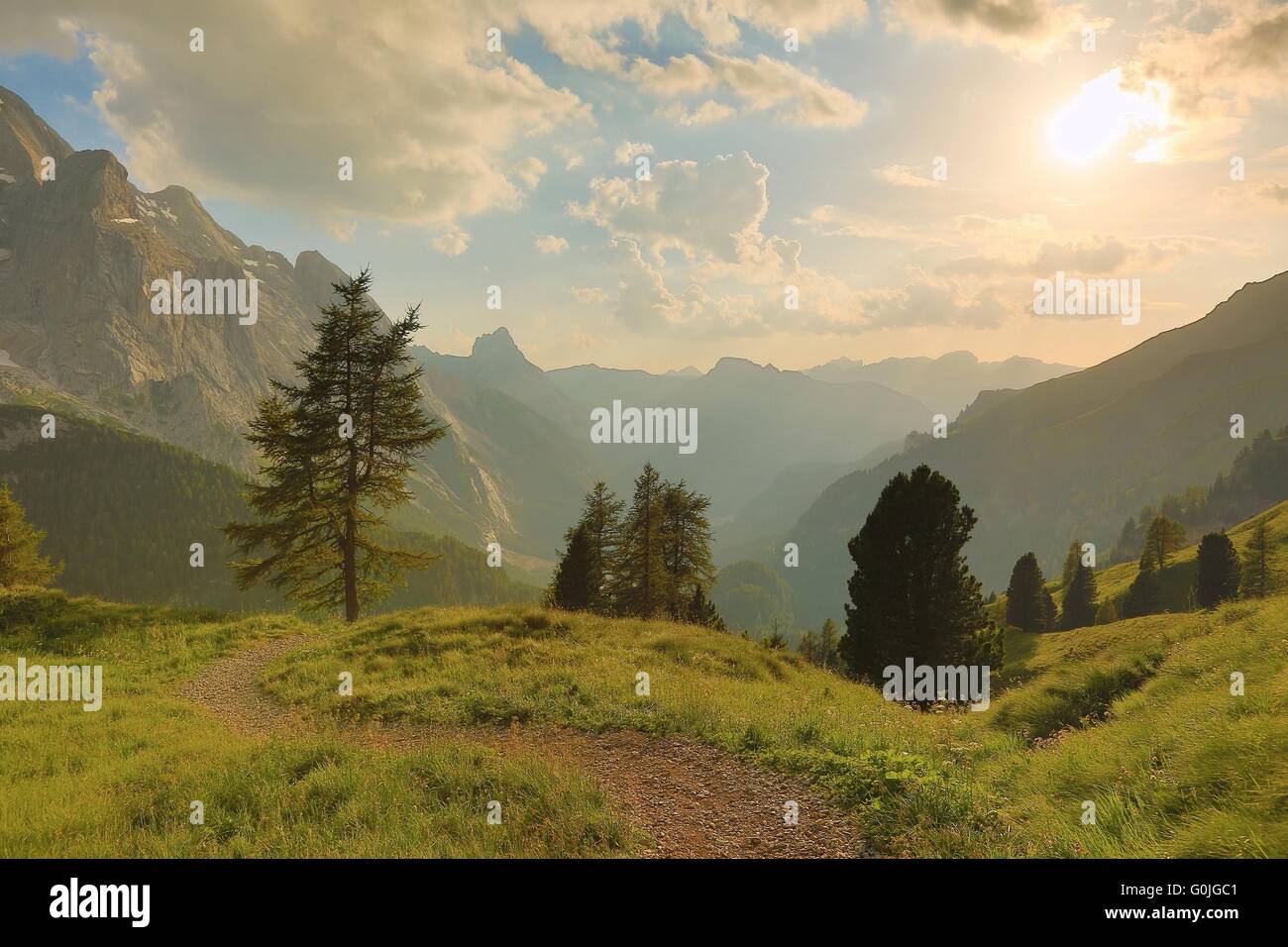 Alpine Sunset Falre Stock Photo - Alamy