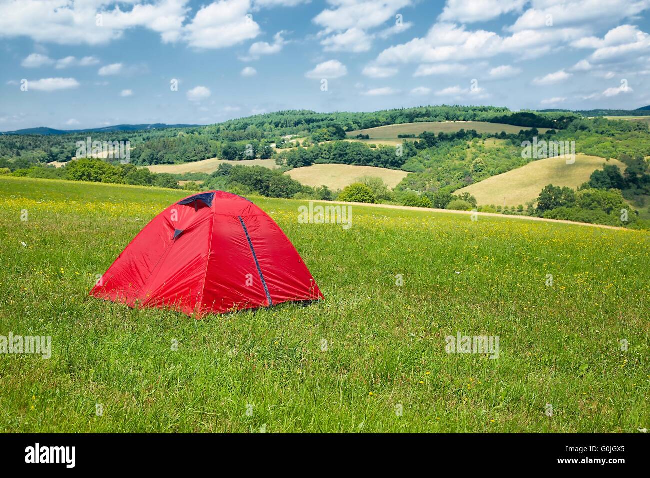 Tents on grass Stock Photo - Alamy