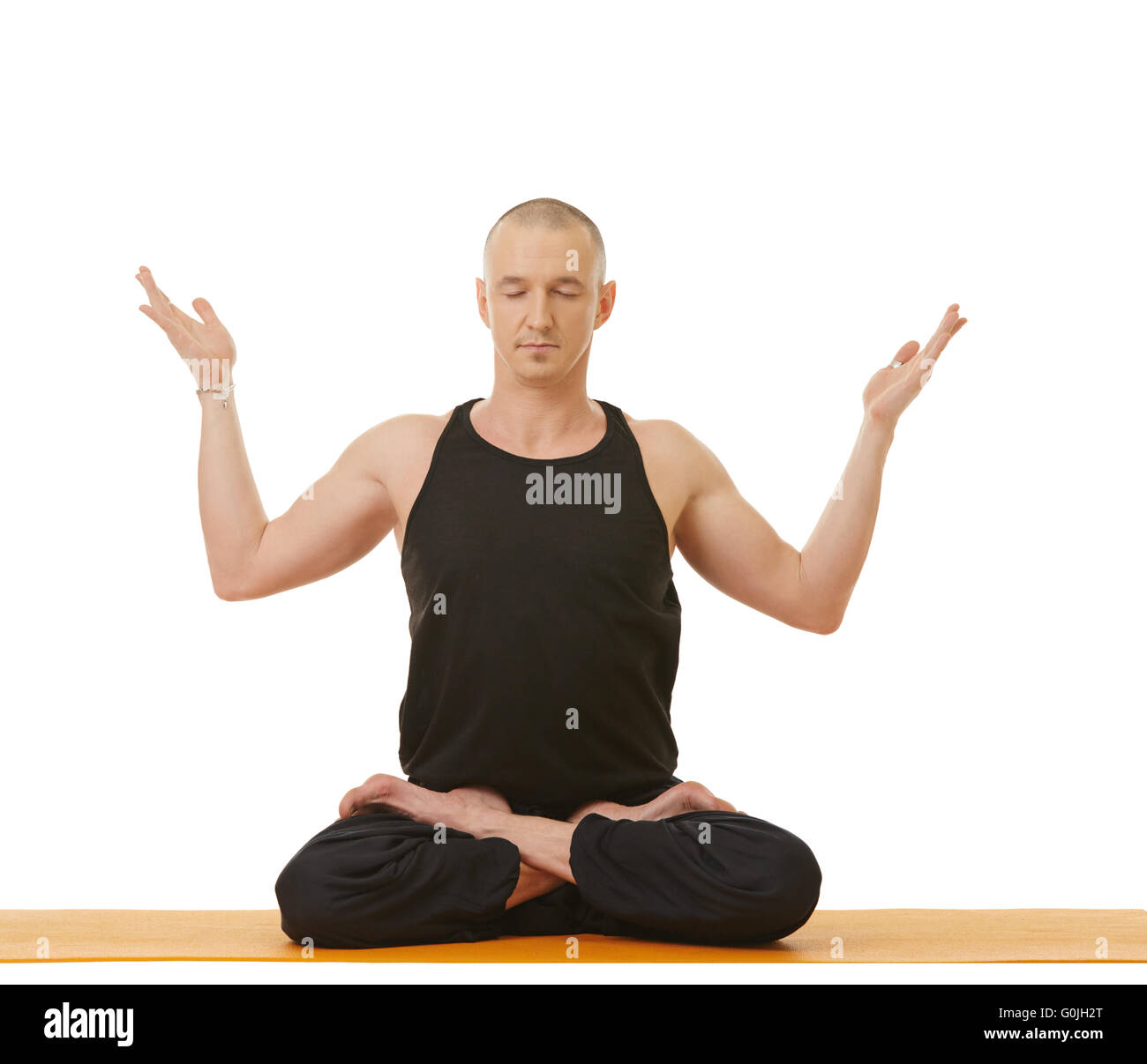 Image of meditator man posing in lotus position Stock Photo - Alamy
