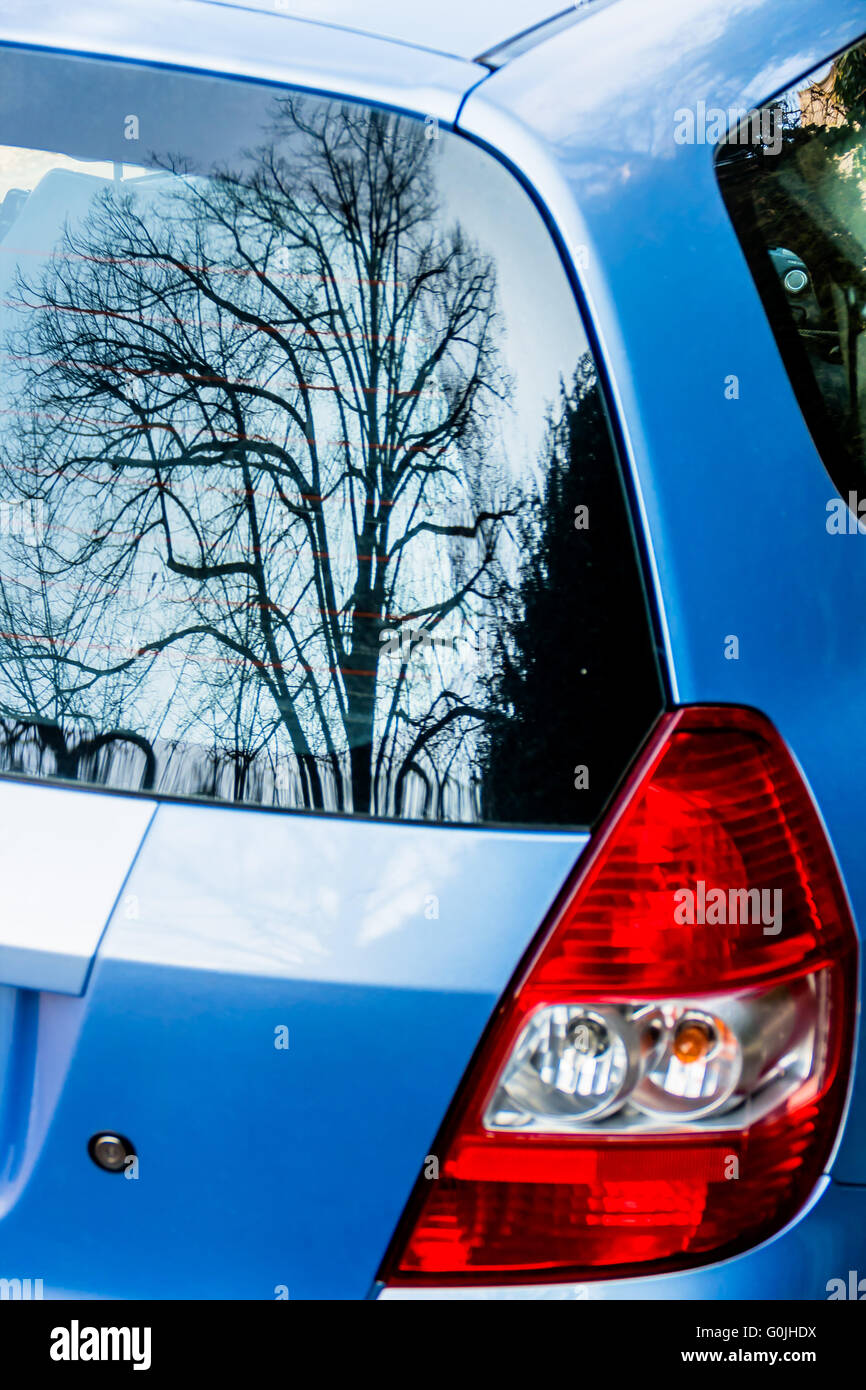 tree reflected in car window Stock Photo - Alamy