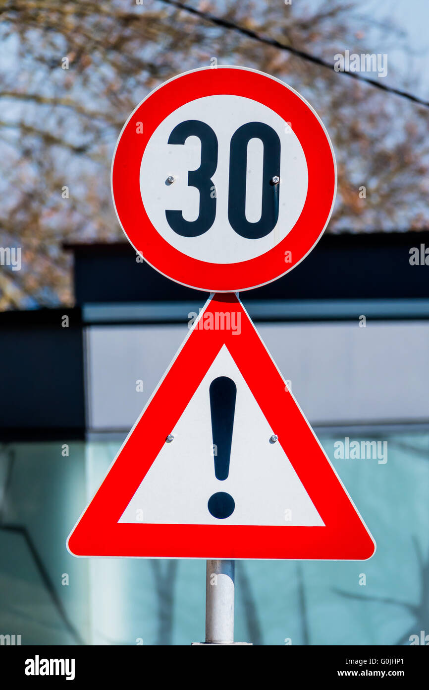 sign speed 30 warning Stock Photo - Alamy
