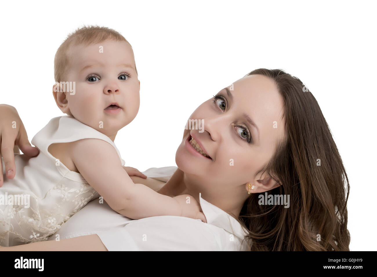Mother and child. Portrait isolated on white Stock Photo - Alamy
