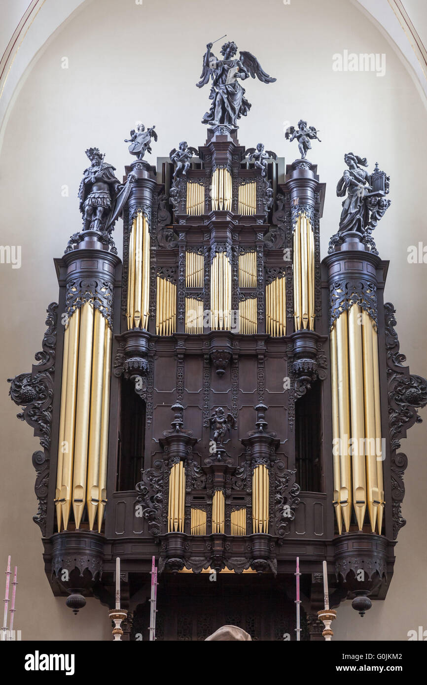 Wood Pipe Organ Bruges Cathedral Belgium Stock Photo - Alamy