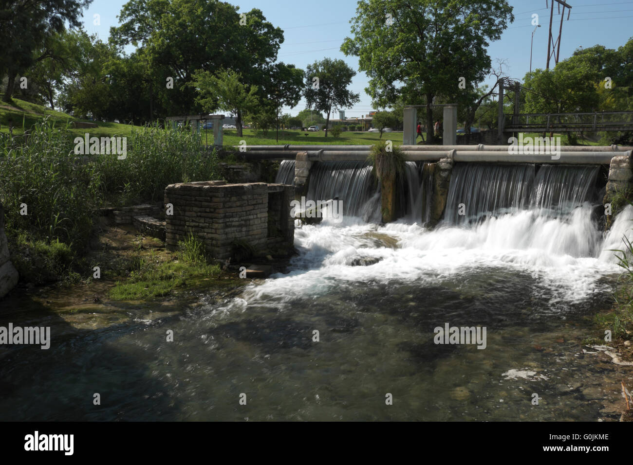 Dam controls water flow on San Felipe Creek in Horse Shoe Park, Del Rio ...