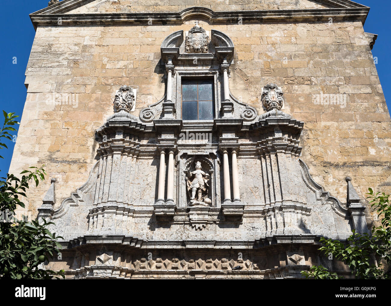 Detail of the facade of the baroque Church of Saint Francis and Saint ...