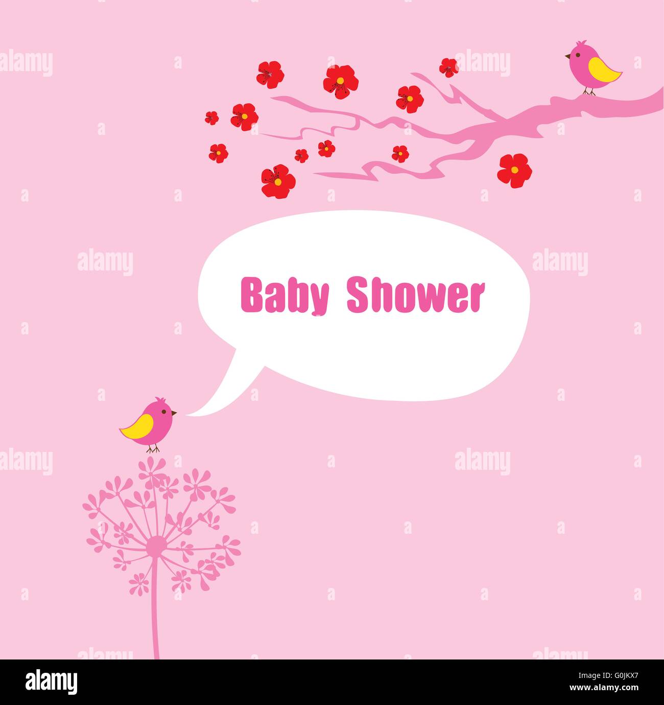 vector baby shower with birds and flowers Stock Vector Image & Art - Alamy