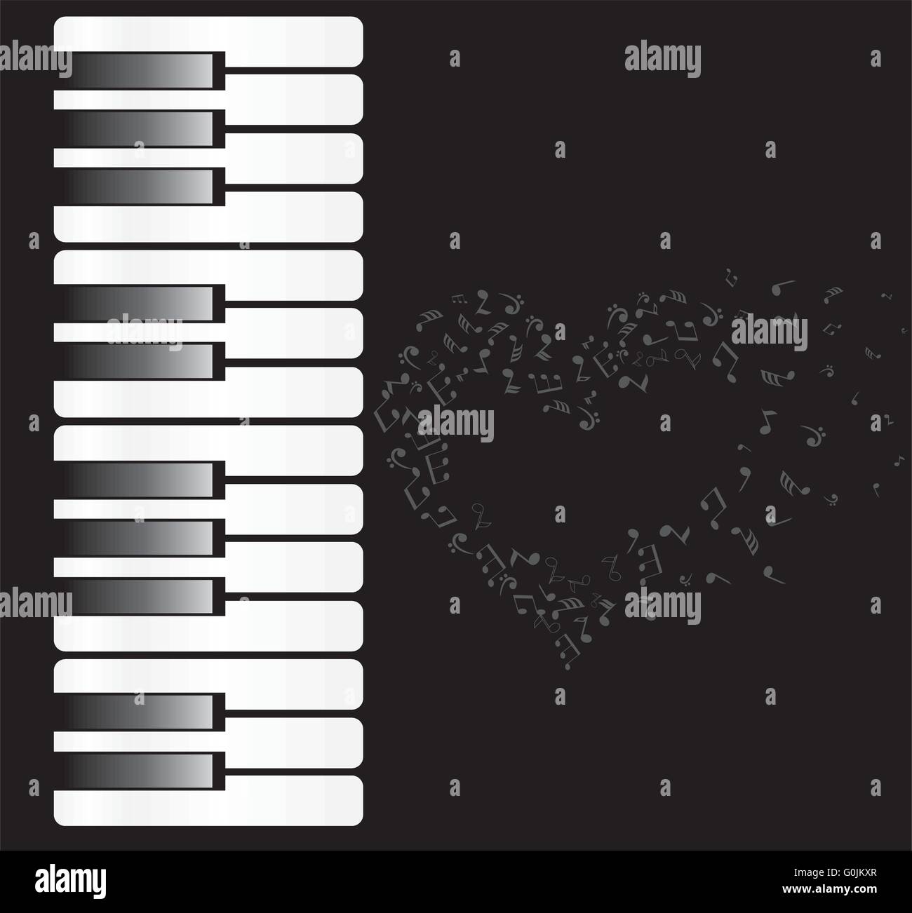 vector illustration of a piano with musical notes Stock Vector Image ...