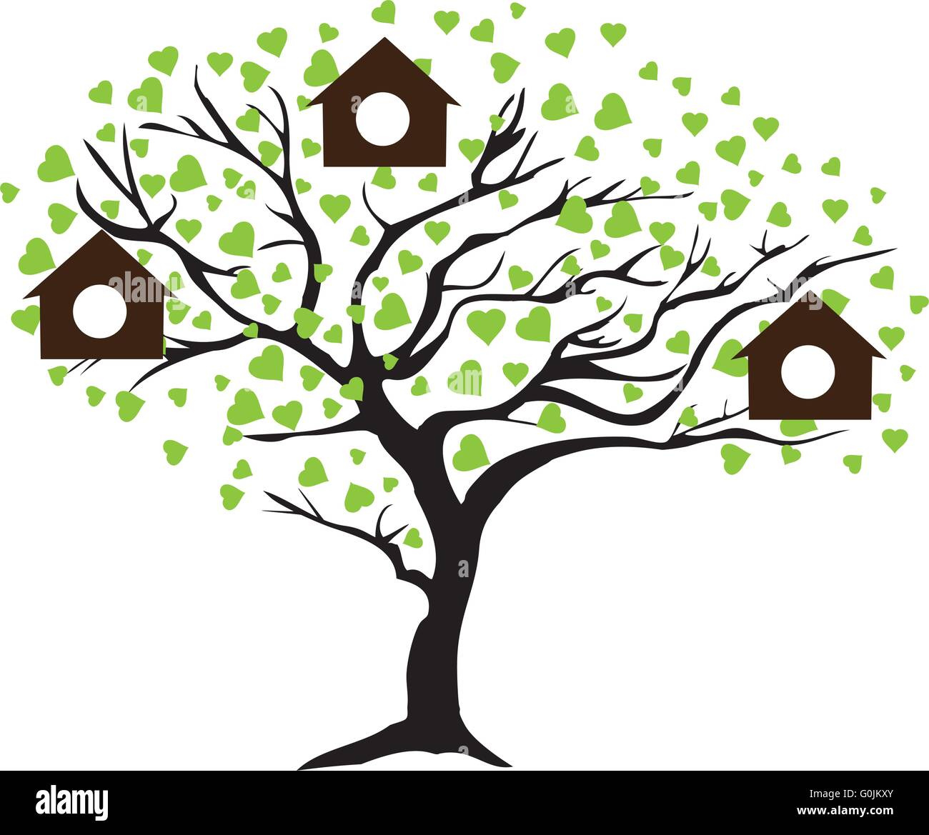 vector illustration of a tree with bird houses Stock Vector Image & Art ...