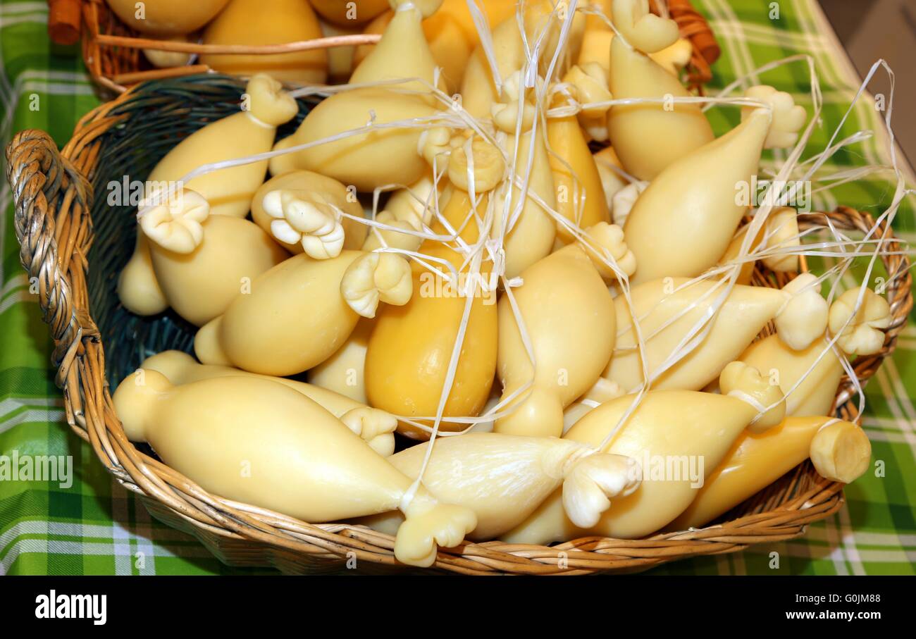 caciocavallo cheese for sale on the Italian market Stock Photo - Alamy