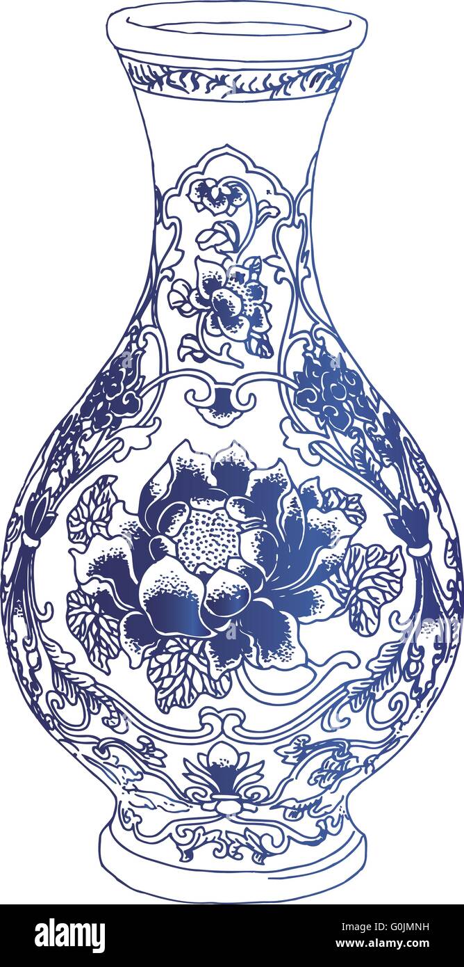 Blue and White Ceramic Vase Stock Vector Image & Art - Alamy
