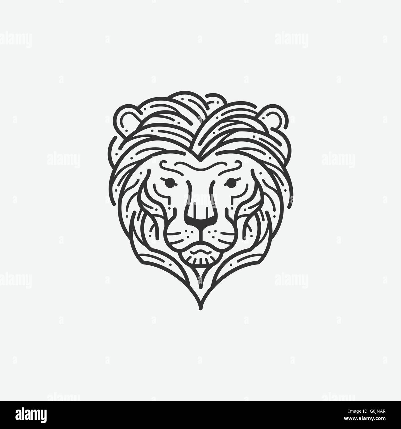 Lion Head Line Illustration Stock Vector Image & Art - Alamy