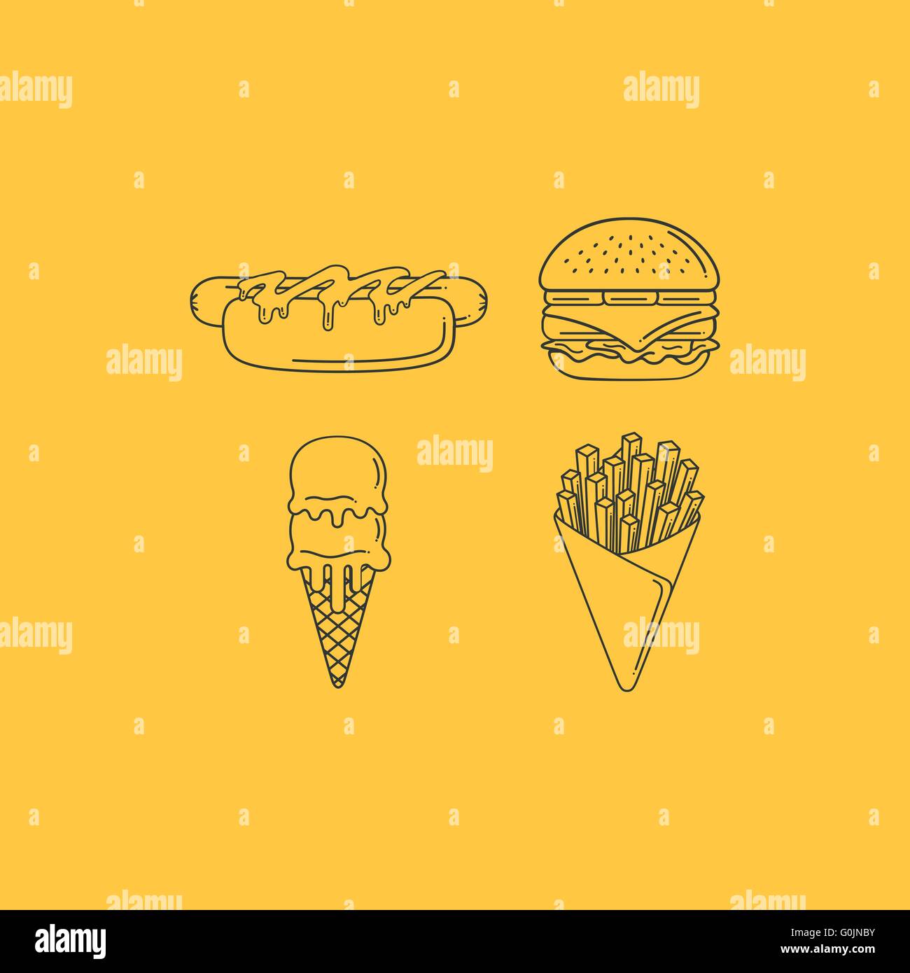 Fast food line illustration Stock Vector Image & Art - Alamy