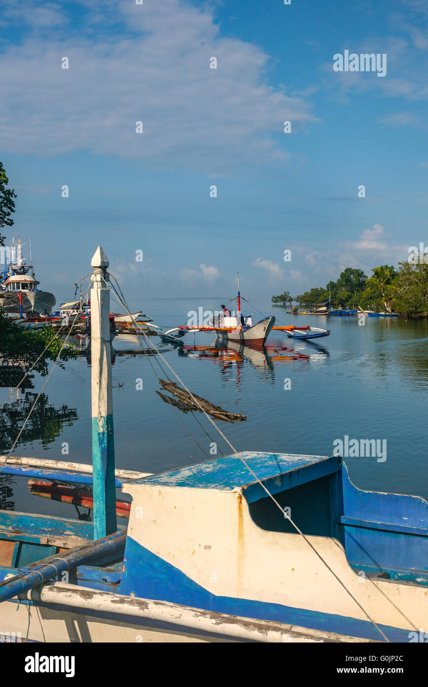 Philippines Bohol Fishing boats on the river at Loay Adrian Baker Stock ...