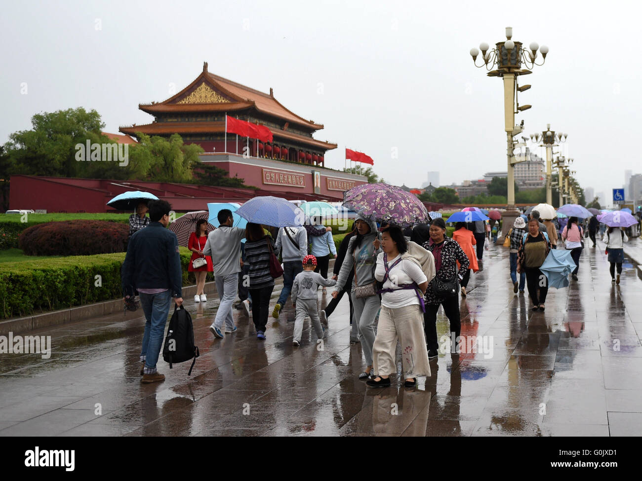 Beijing, China. 2nd May, 2016. Tourists visit the Tian'anmen Square on ...