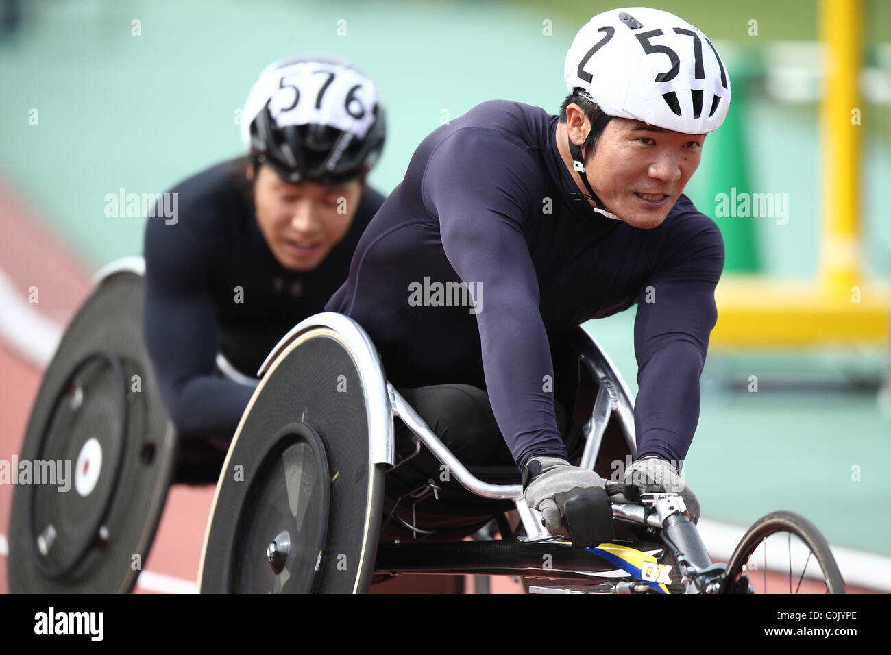 Coca Cola West Sports Park, Tottori, Japan. 1st May, 2016. (L-R) Tomoki Suzuki, Masayuki Higuchi ...