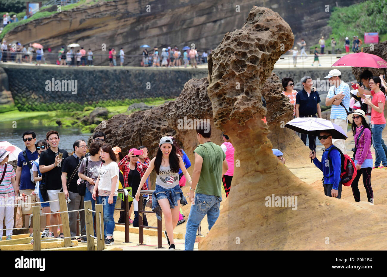 Taipei. 2nd May, 2016. Tourists visit Yehliu Geopark in New Taipei of ...