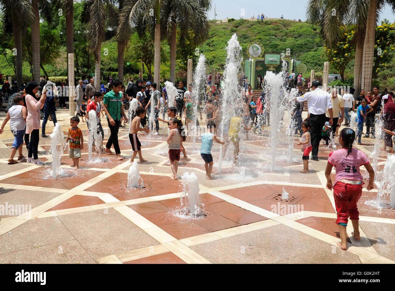 Cairo, Egypt. 2nd May, 2016. Egyptian children play at a garden marking ...