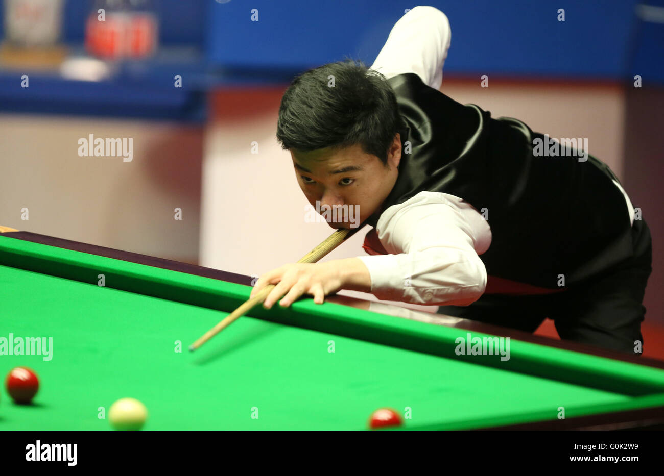 Sheffield, Britain. 2nd May, 2016. Ding Junhui of China competes during ...