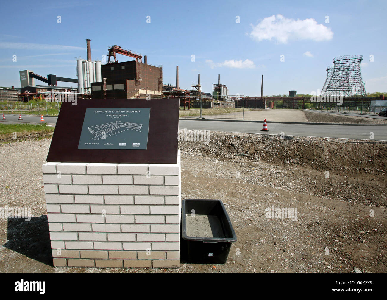 Essen, Germany. 2nd May, 2016. The foundation stone of the shared ...