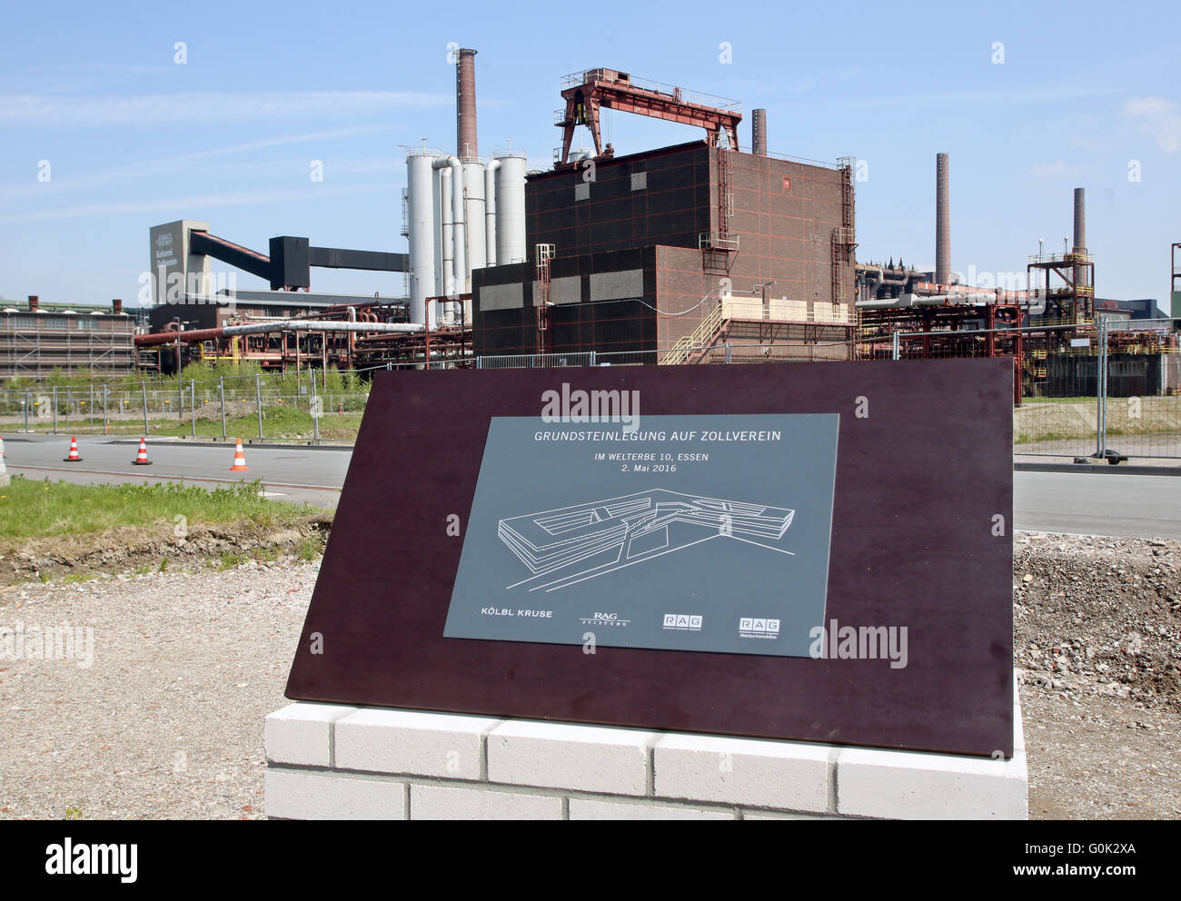 Essen, Germany. 2nd May, 2016. The foundation stone of the shared ...